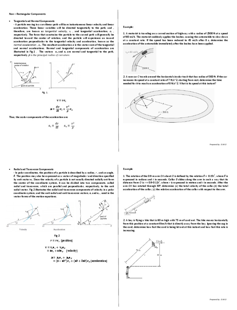 Non - Rectangular Components: Prepared By: D.M.O | PDF | Acceleration | Velocity