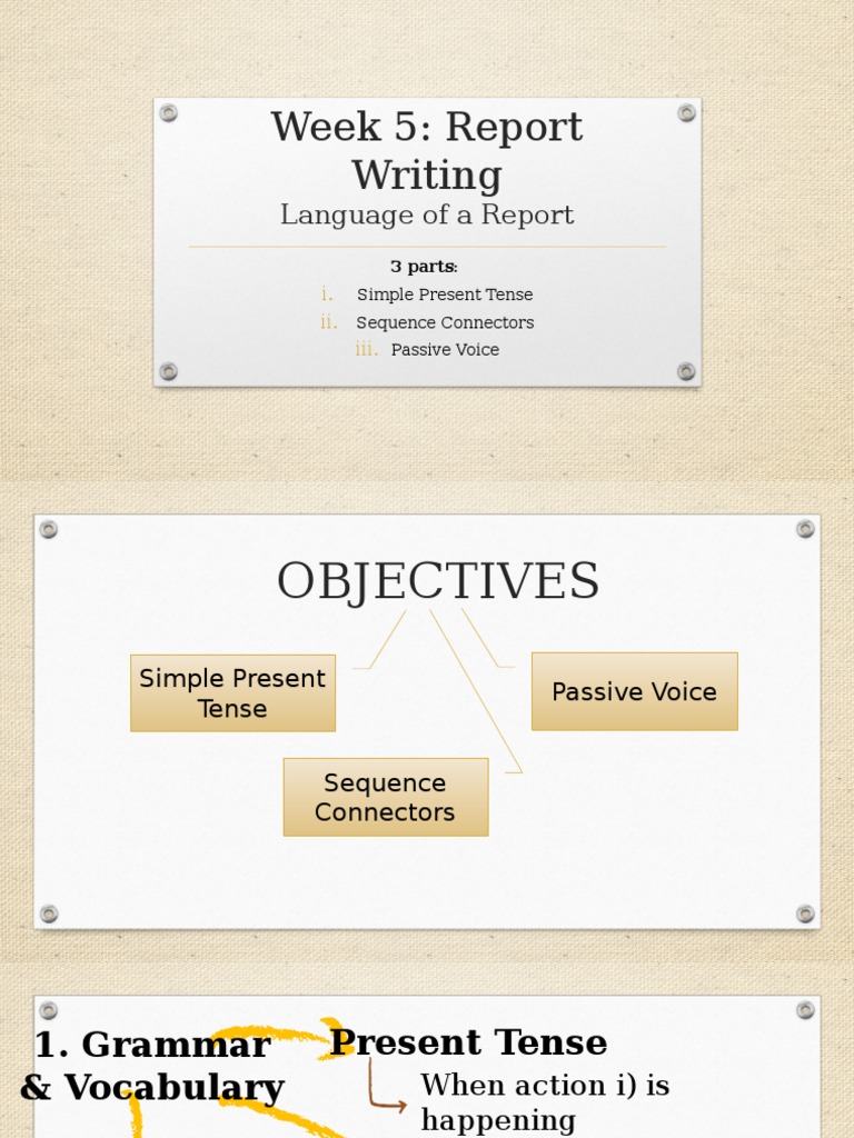 Report Writing Language of A Report | PDF | Verb | English Language
