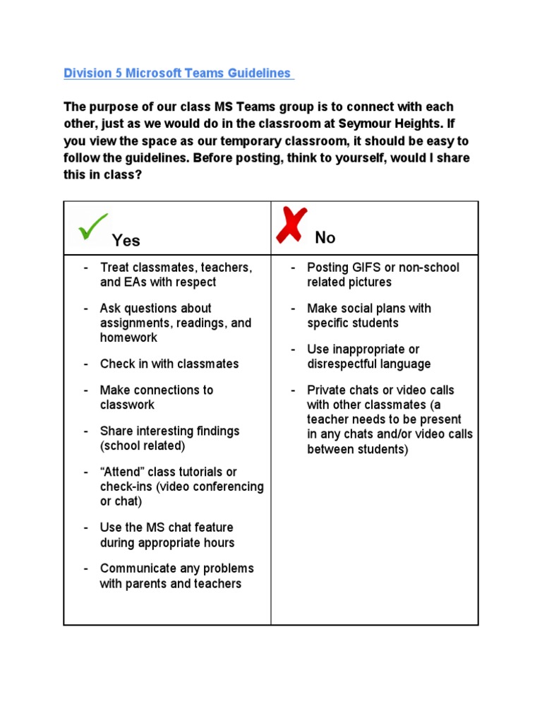 Division 5 Microsoft Teams Guidelines | PDF