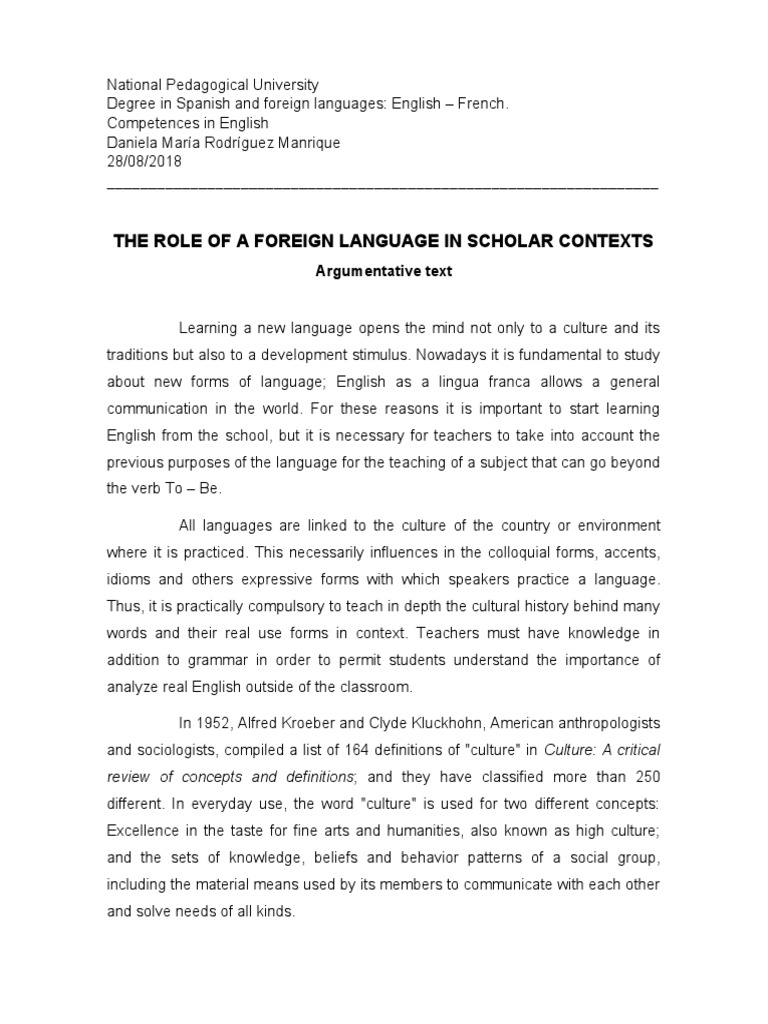 English Learning Role in Schools | PDF | Multilingualism | English As A ...