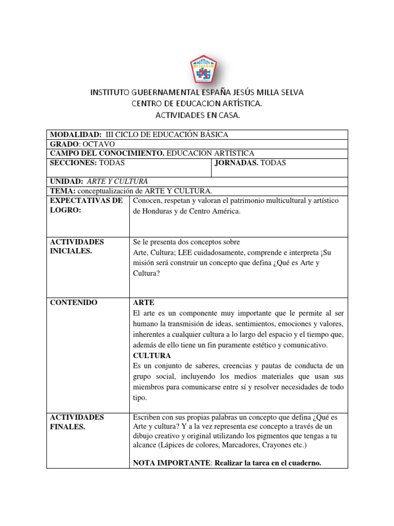 ACTIVIDADES 8vo GRADO | PDF