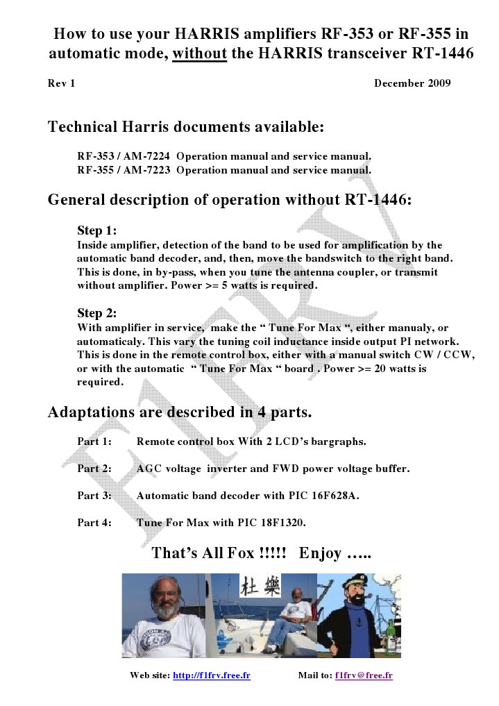 Using HARRIS RF-353/355 Amplifiers Auto | PDF