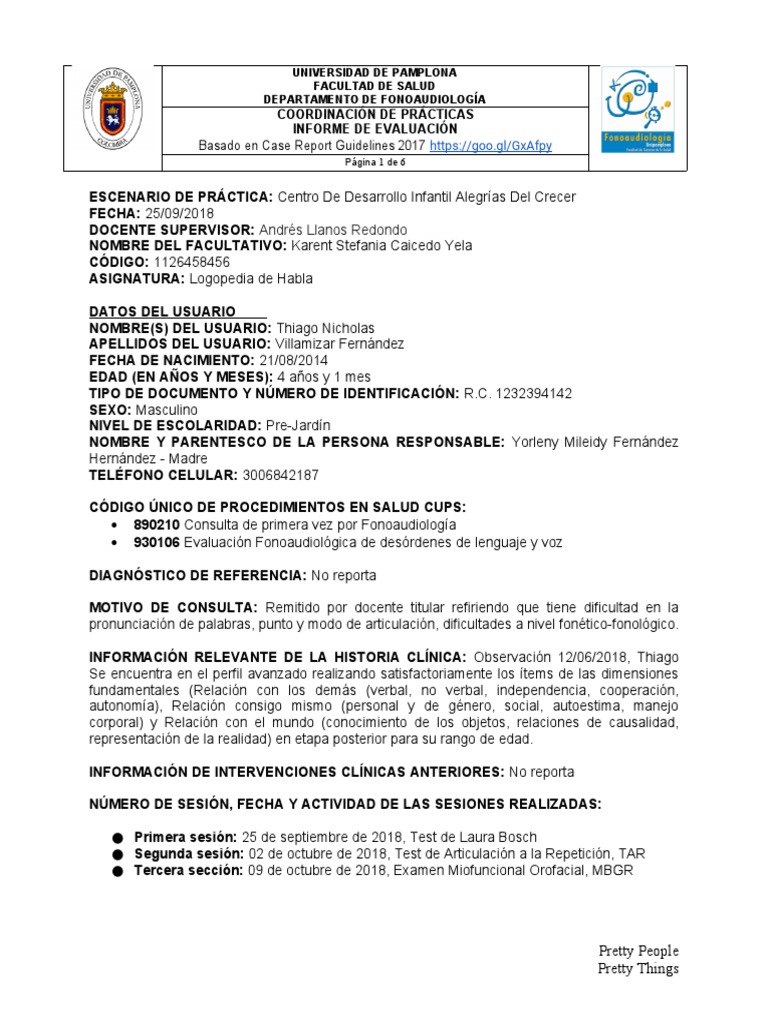 Informe-De-Evaluacion. Thiago V2 | PDF | Fonema | Fonología