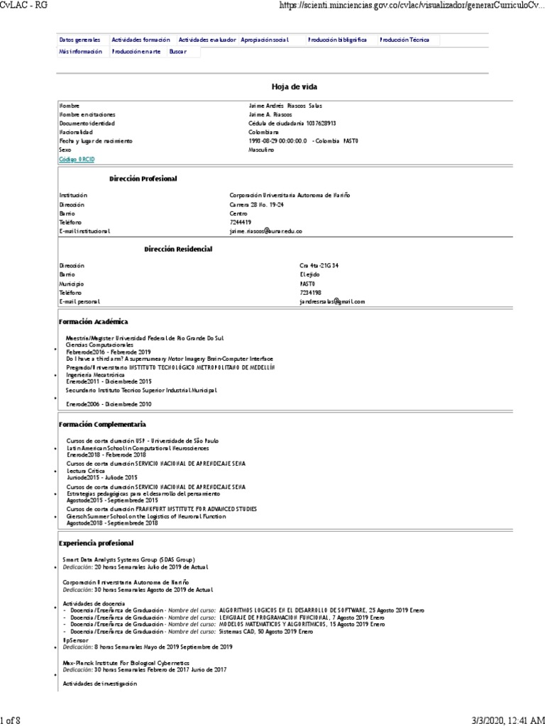 CvLAC - RG - JARS | PDF | Ingenieria Eléctrica | Ciencias de la Computación