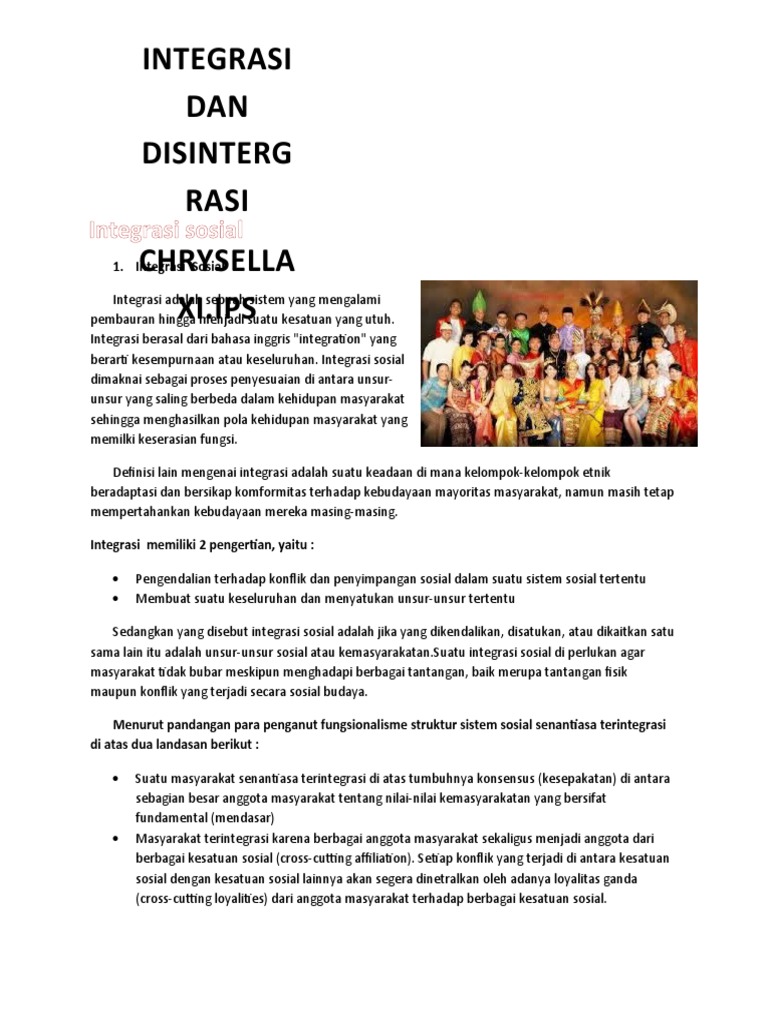 MENGENAL INTEGRASI DAN DISINTEGRASI SOSIAL | PDF