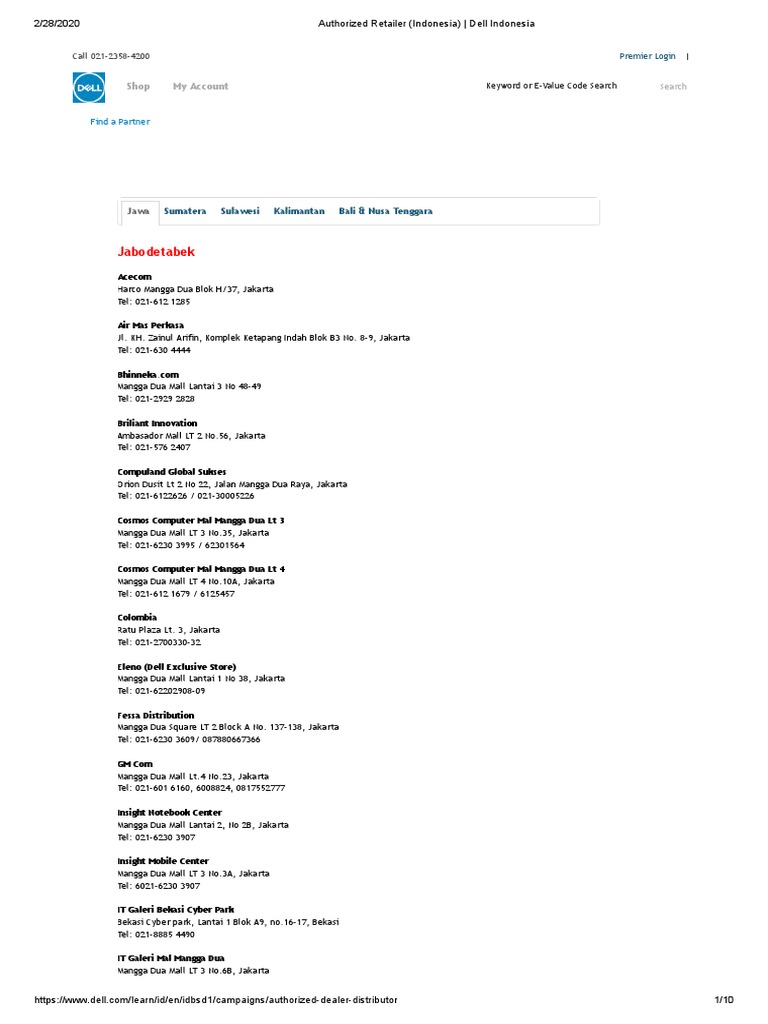 Authorized Retailer (Indonesia) - Dell Indonesia | PDF | Intel | Jakarta