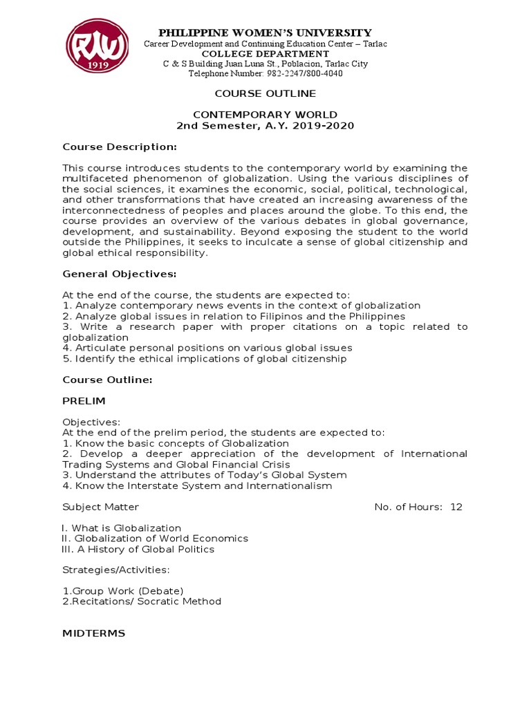 Contemporary World Syllabus | PDF