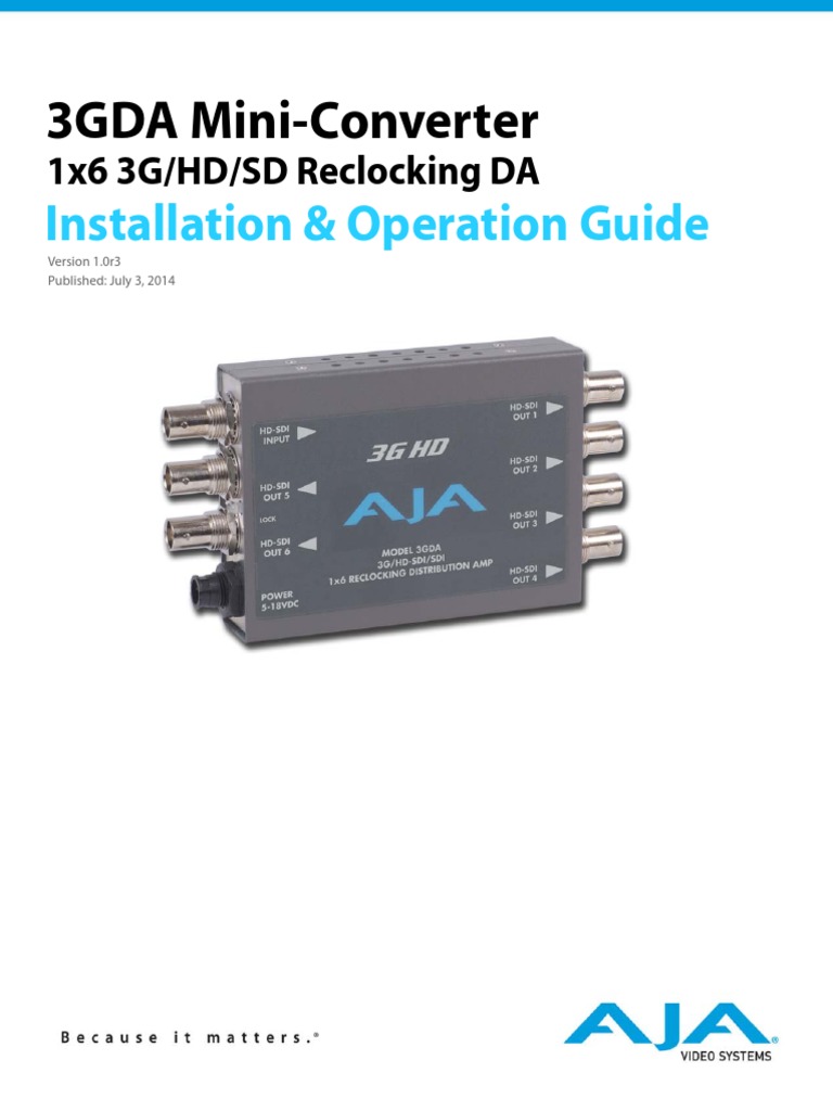 AJA Manual 3GDA v1.0r3 PDF | PDF | Electromagnetic Interference | Radio