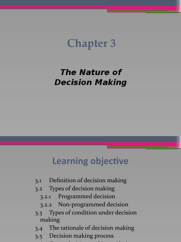 CHAPTER 3-Decision Making | PDF | Group Decision Making | Decision Making