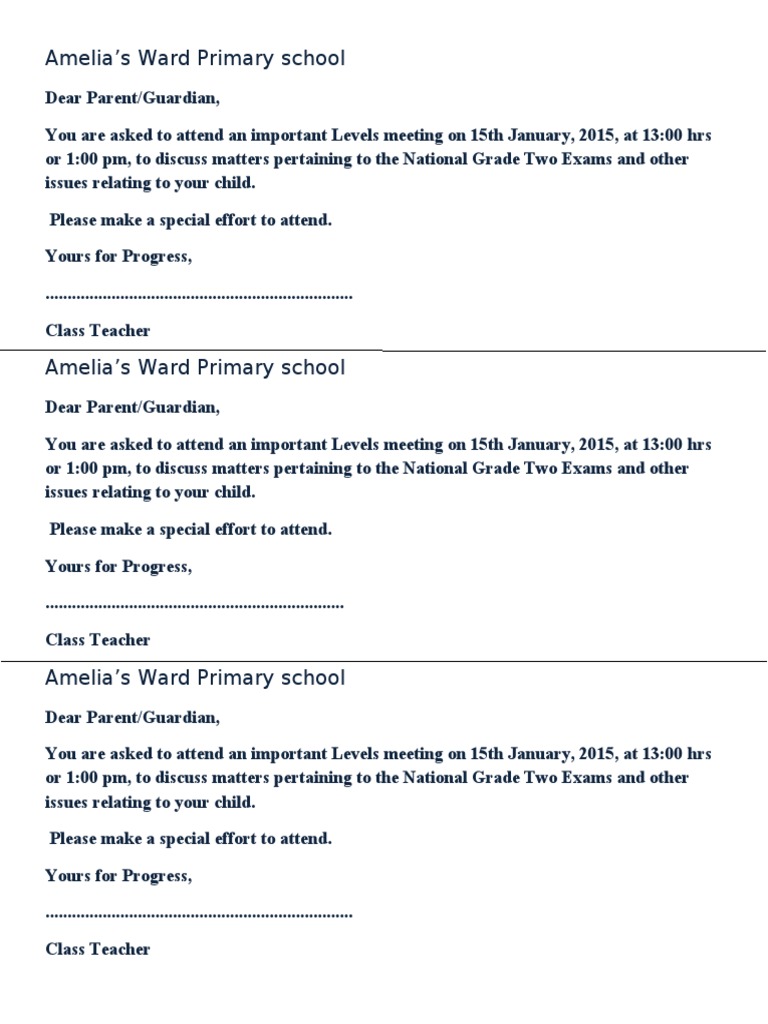 Letter To Parents | PDF