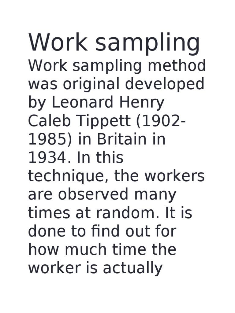 Work Sampling Method