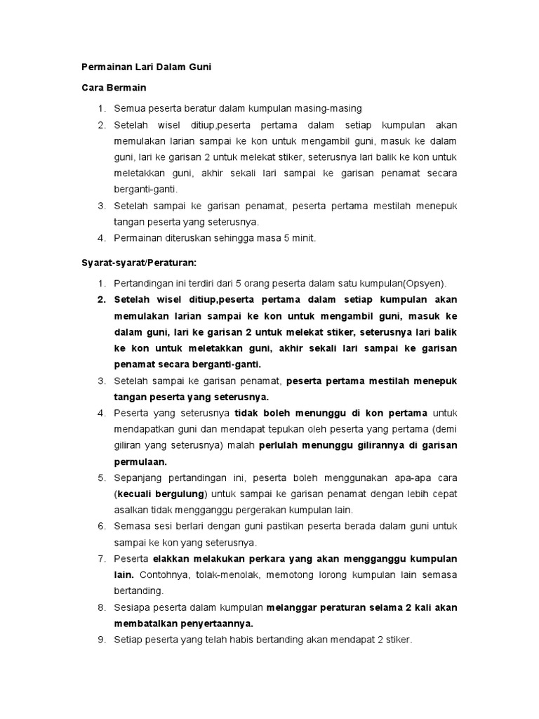 Permainan Lari Dalam Guni | PDF