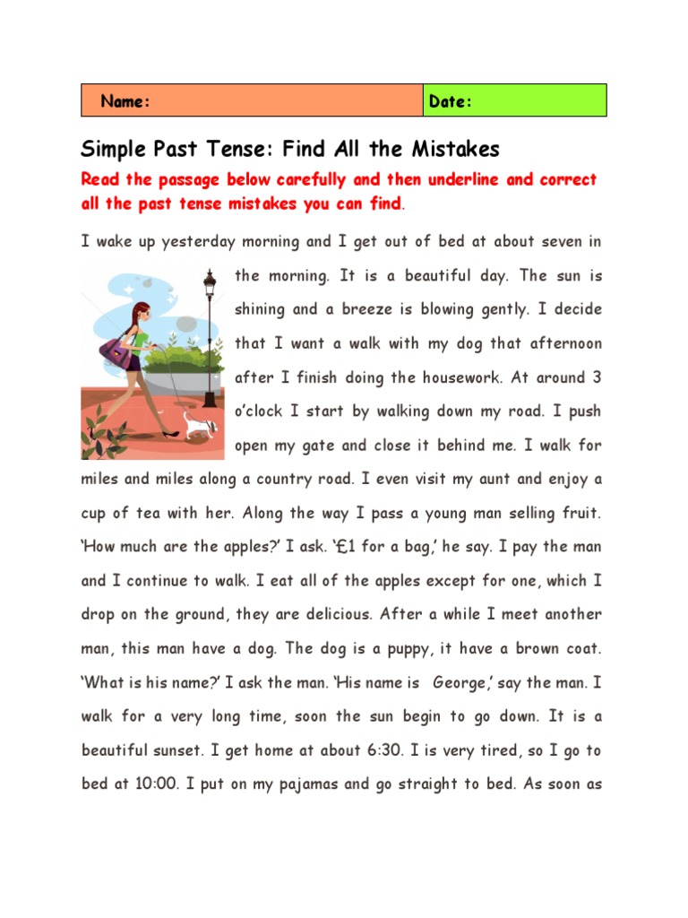 Simple Past Tense: Find All The Mistakes: Name: Date | PDF | Mystery ...