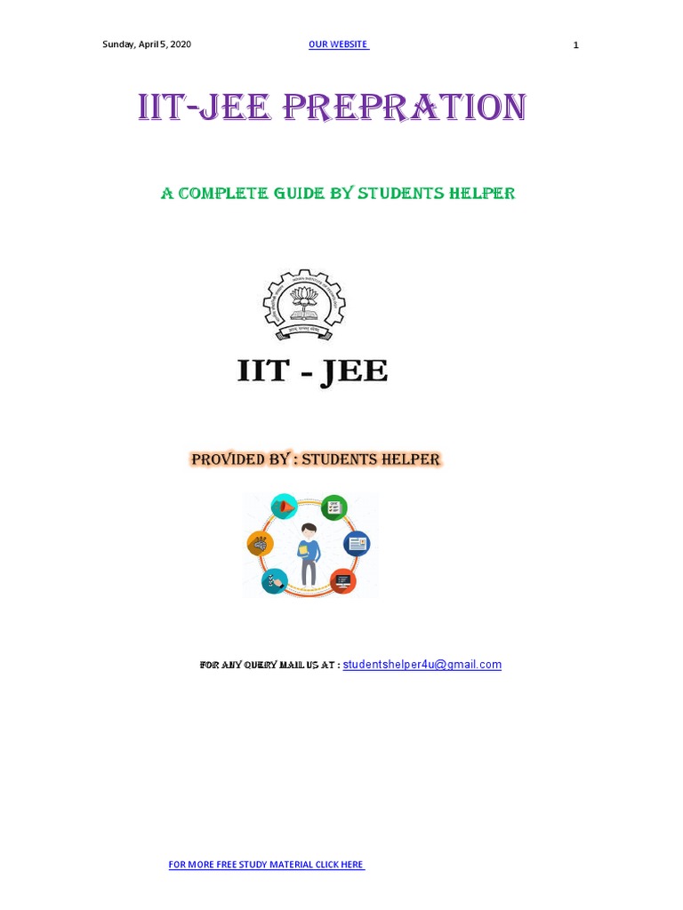 Iit-Jee Prepration: A Complete Guide by Students Helper | PDF | Science ...