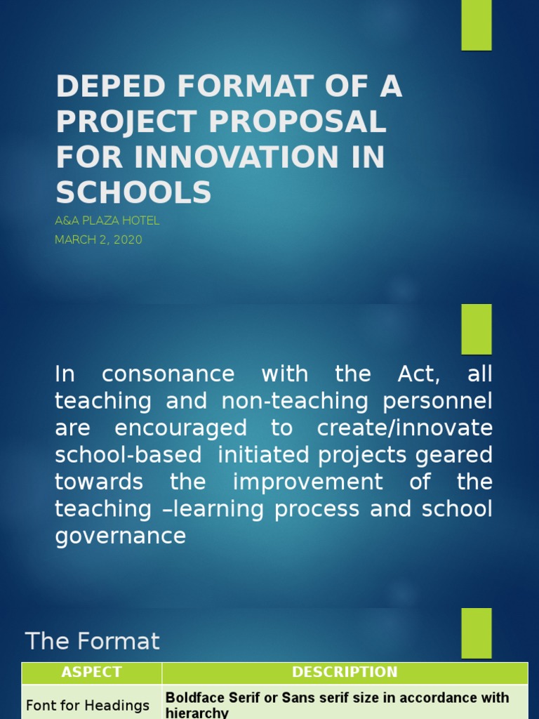 DEPED Project Proposal Format Guide | PDF | Paragraph | Risk