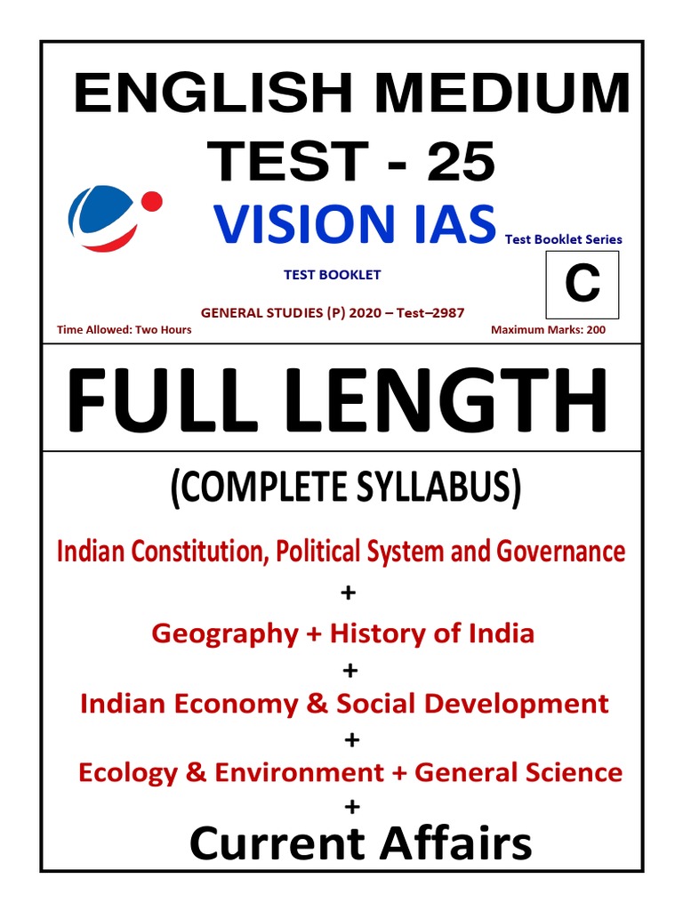 Vision IAS Prelims 2020 Test 25 English WITH Solution | PDF | Taxes ...