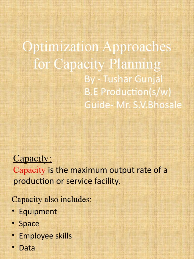Capacity Planning Optimization Models | PDF | Forecasting | Conceptual ...