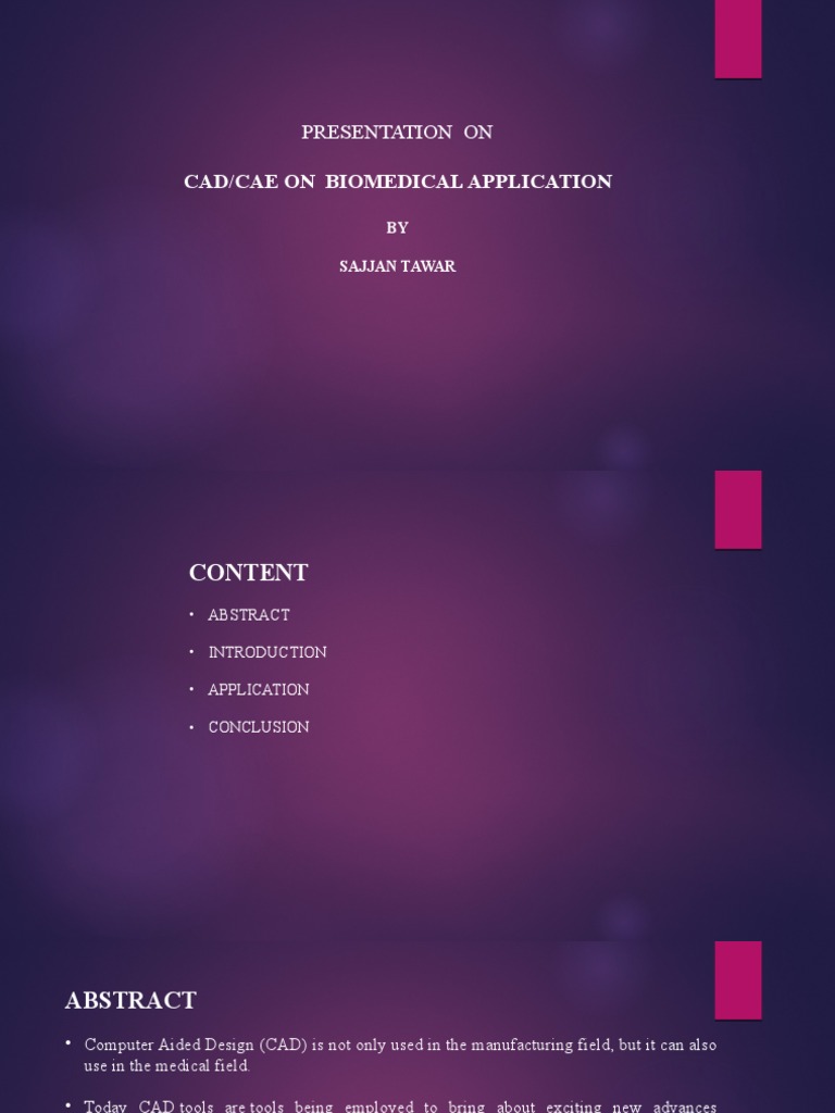 Presentation On: Cad/Cae On Biomedical Application | PDF | Computer ...