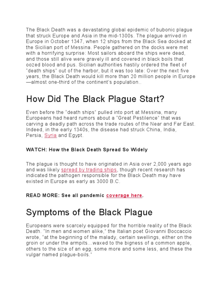 The Black Death Was A Devastating Global Epidemic of Bubonic Plague ...