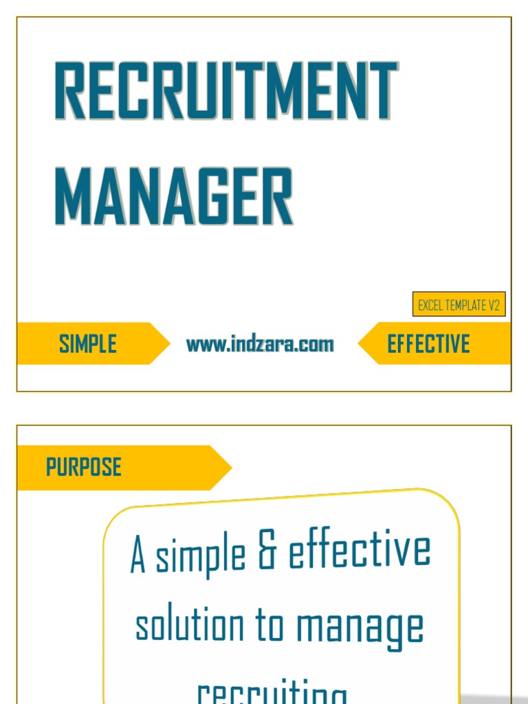 Recruitment Manager Excel Template V2 Brochure | PDF | Microsoft Excel ...