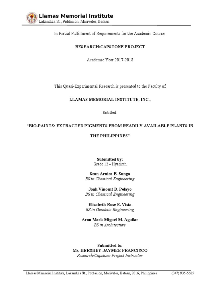 Research Capstone Project | PDF | Paint | Volatile Organic Compound