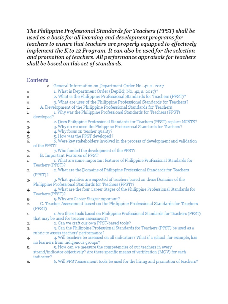 Philippine Professional Standards for Teachers | PDF | Teachers ...