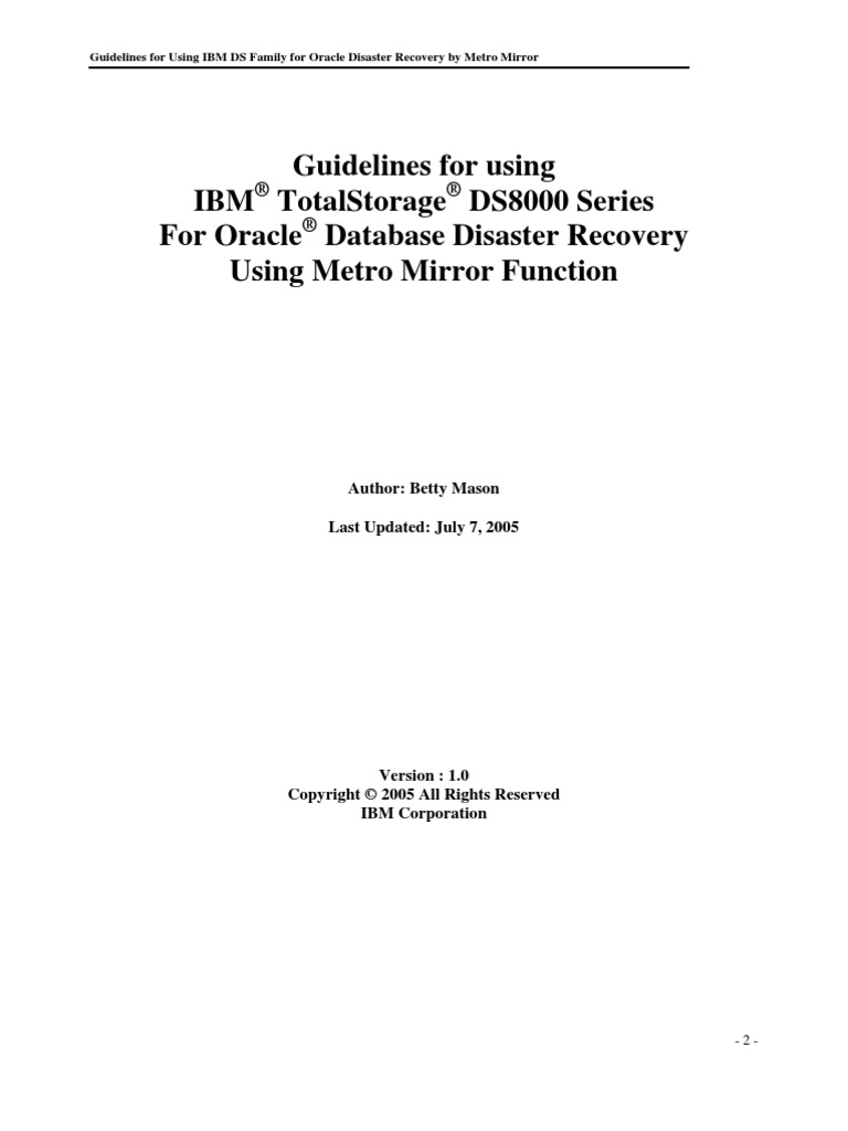 Guidelines For Using Ibm Totalstorage Ds8000 Series For Oracle Database ...