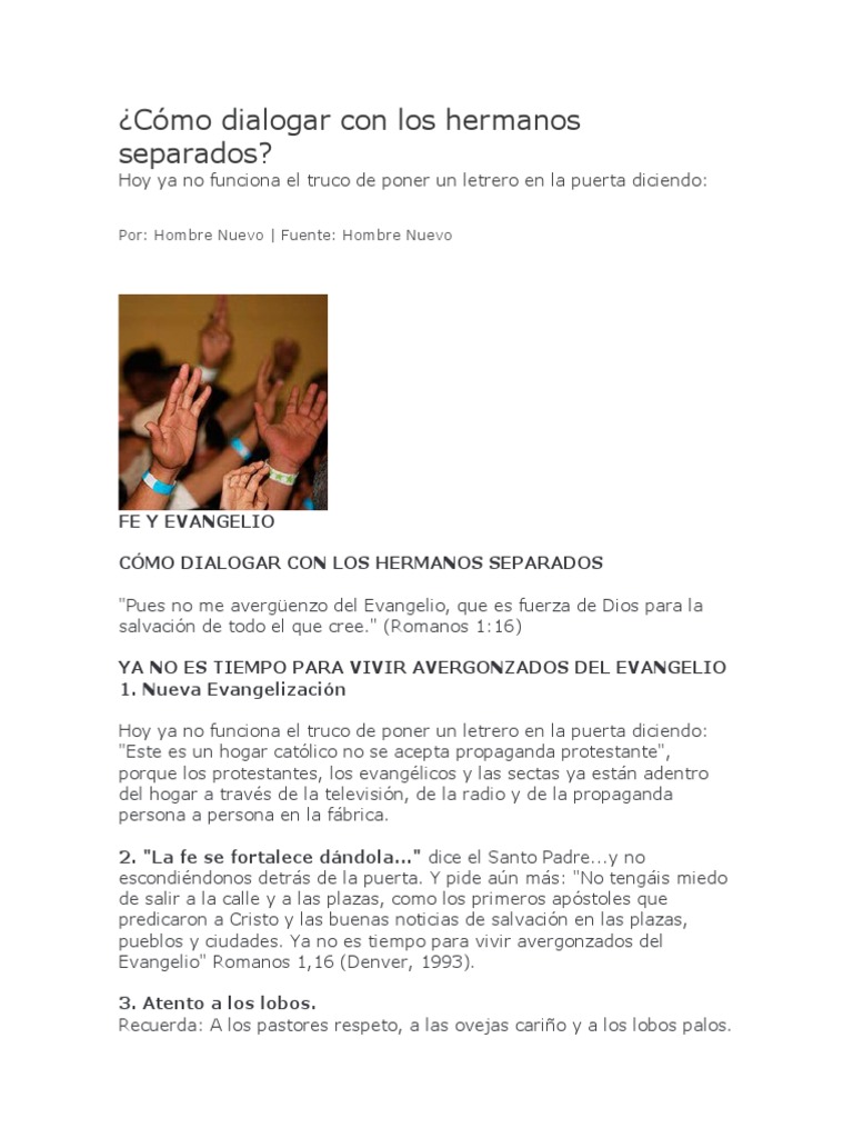 Cómo Dialogar Con Los Hermanos Separados | PDF | Cristo (título) | Oración