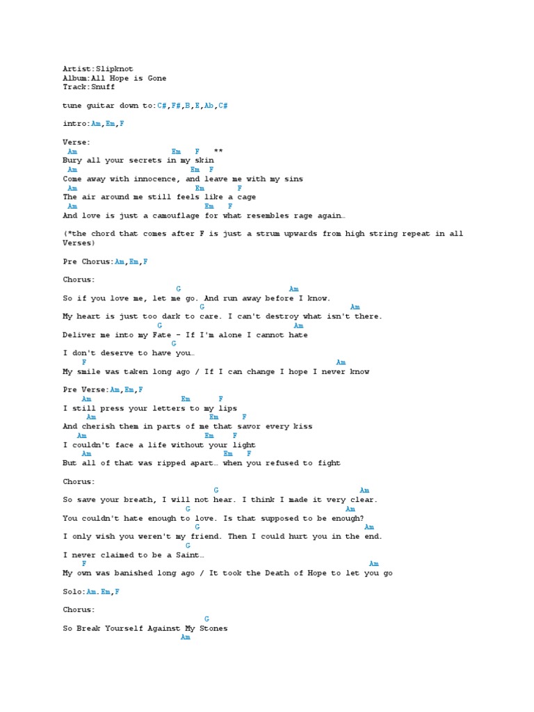 Slipknot "Snuff" Guitar Chords | PDF | Song Structure