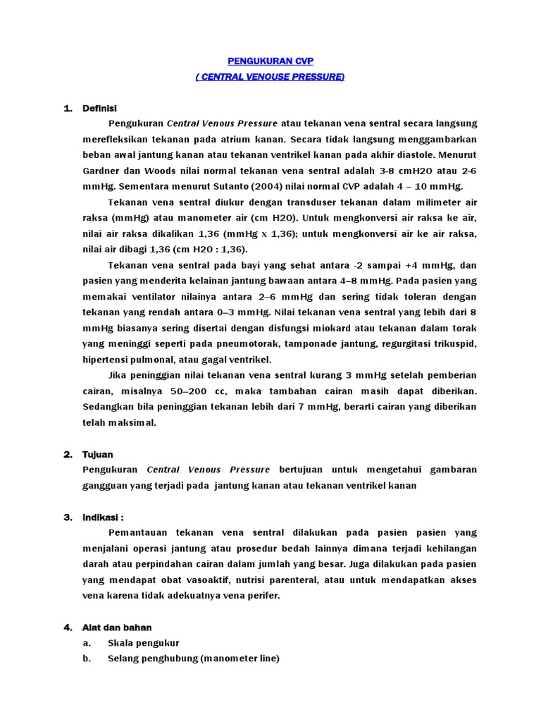 Pengukuran CVP | PDF