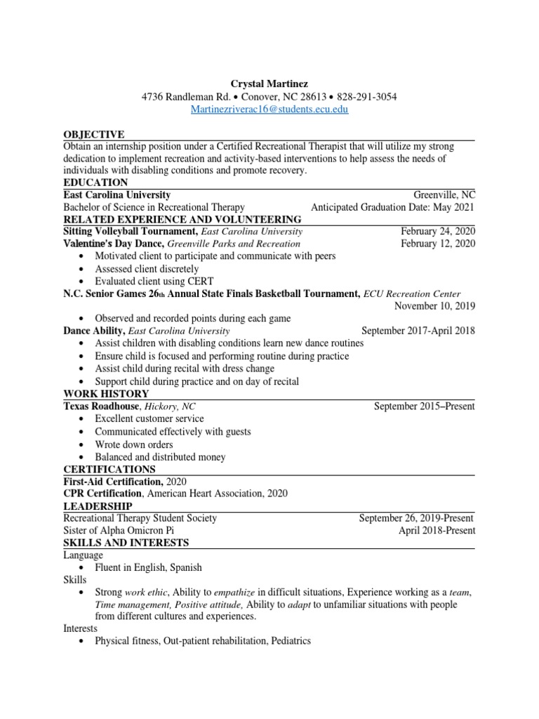 RT Resume | PDF | Physical Therapy | Health Care