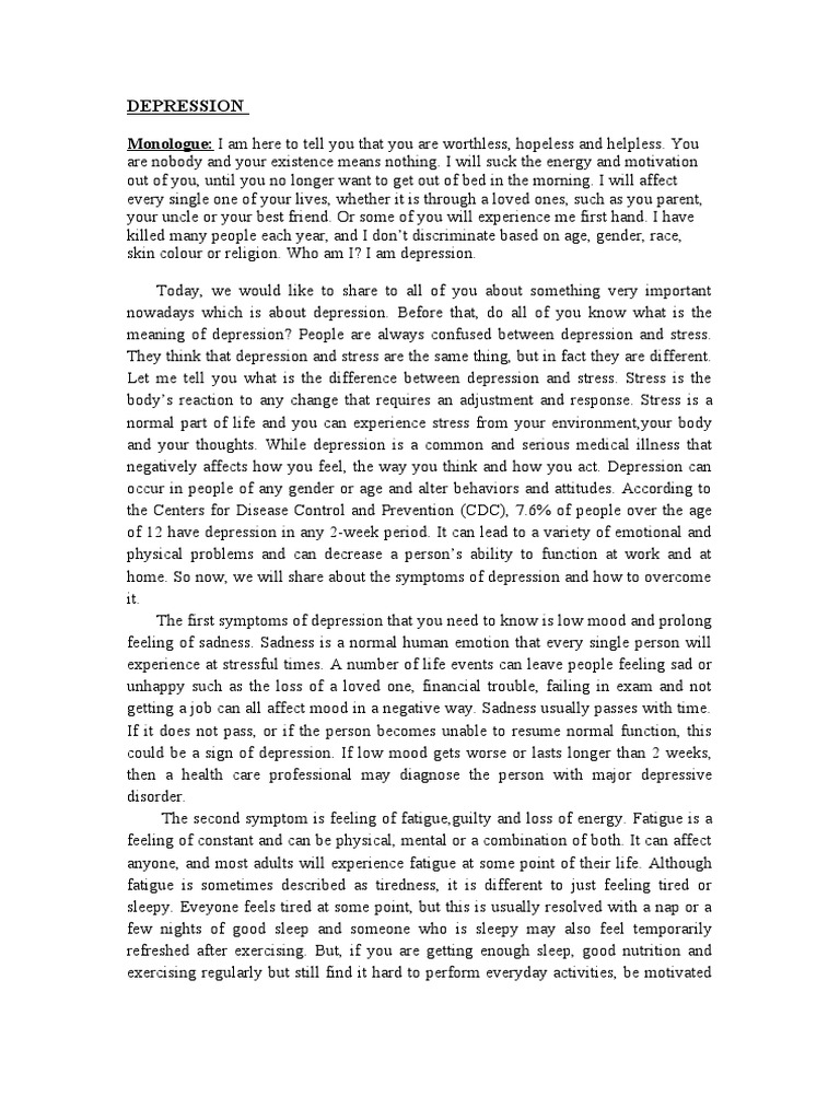 Depression: Monologue: I Am Here To Tell You That You Are Worthless ...