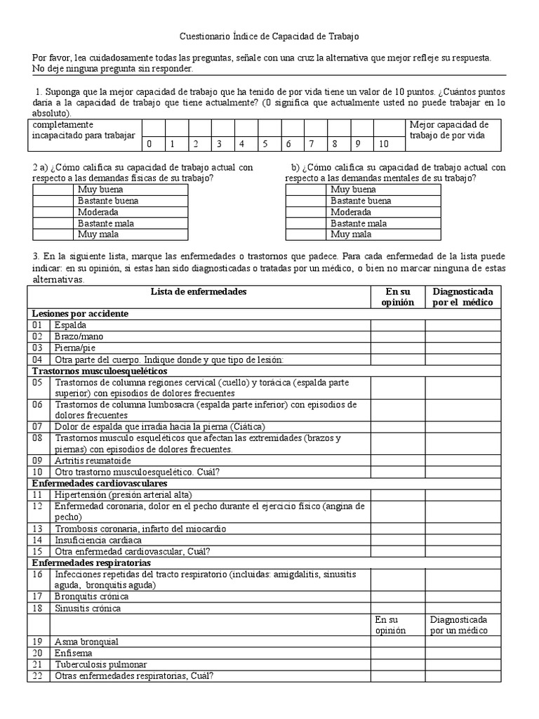 Work Ability Index | PDF | Hipertensión | Infarto de miocardio