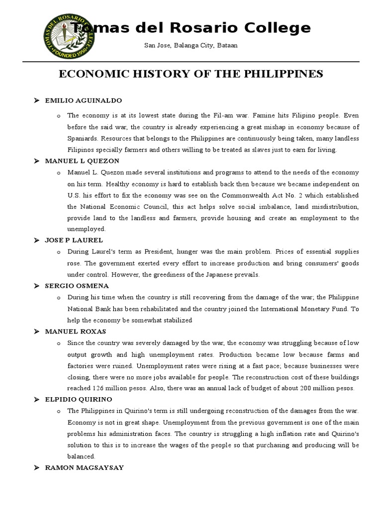 Economic History of the Philippines | PDF | Philippines | Economic Growth
