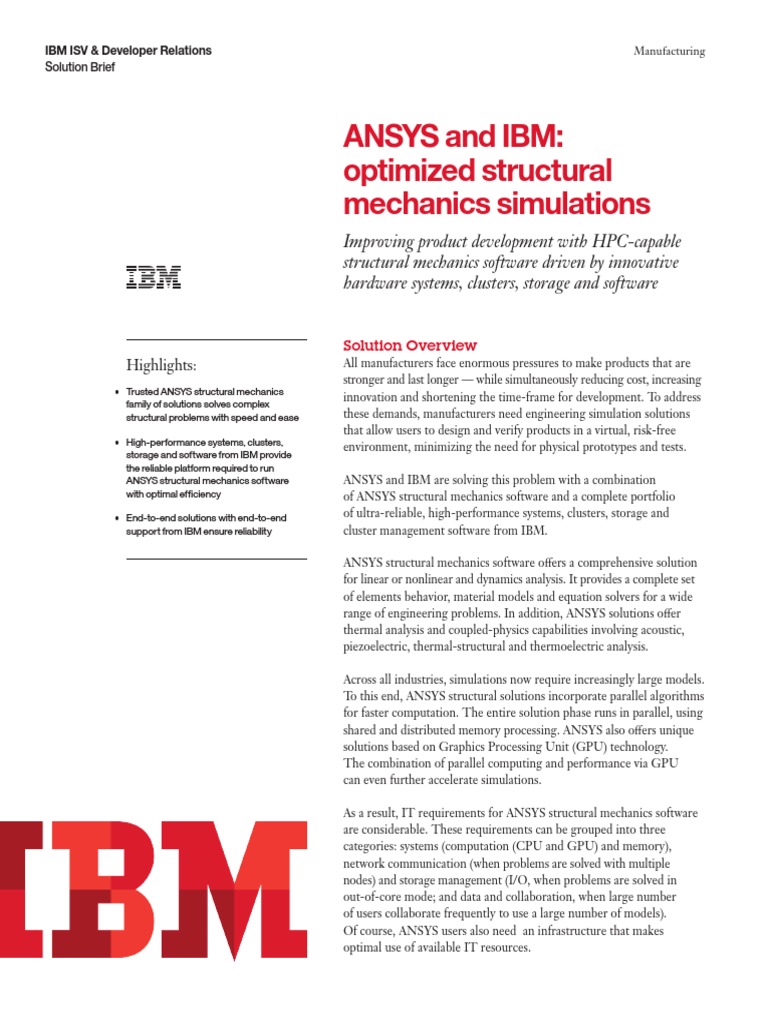 Ansys and Ibm: Optimized Structural Mechanics Simulations | PDF ...