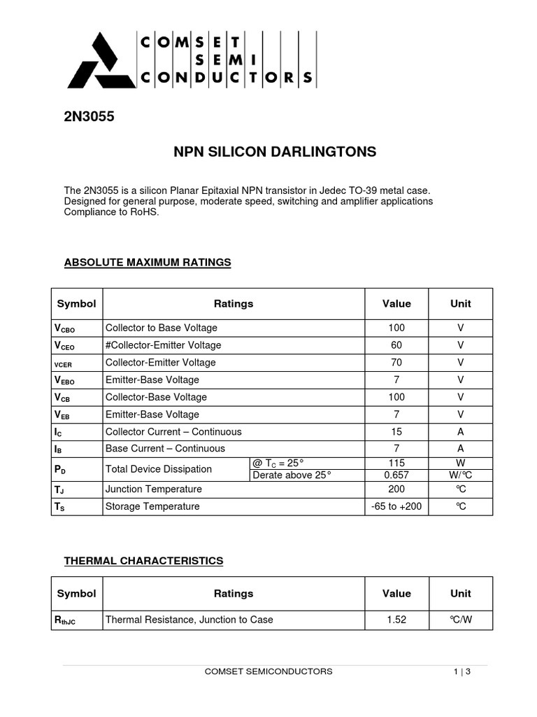 Datasheet PDF | PDF | Bipolar Junction Transistor | Electrical Engineering