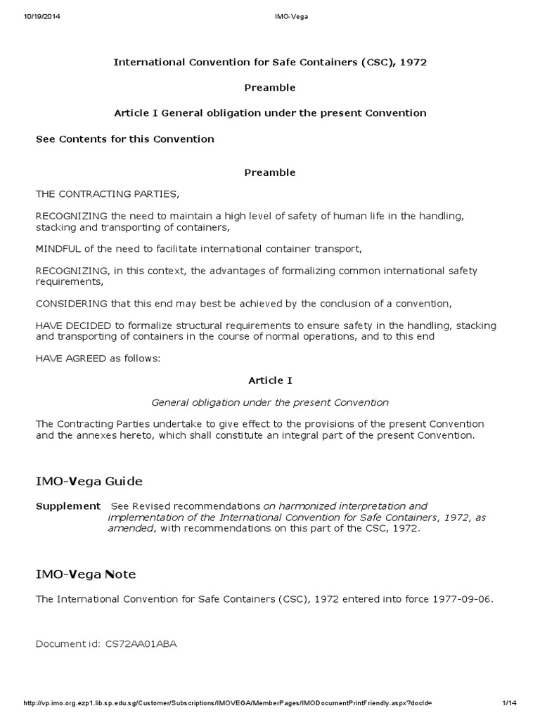International Convention for Safe Containers | PDF | Arbitral Tribunal ...