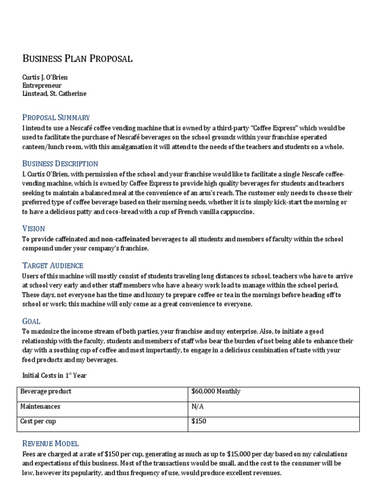 Coffee Machine Business Proposal (Revised) | PDF | Coffee | Economies