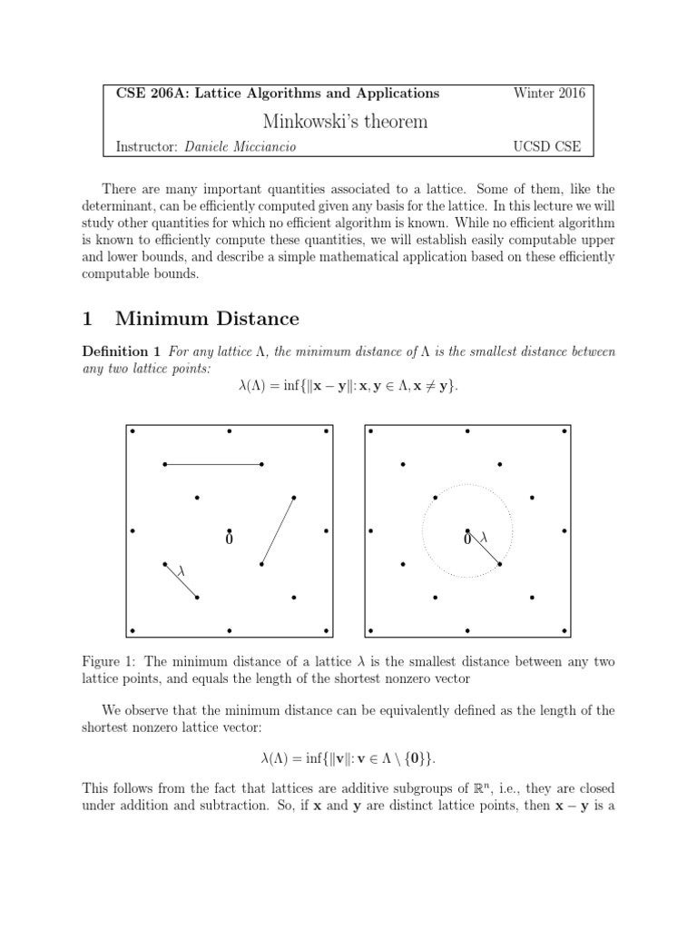 Minkowski's Theorem | PDF | Lattice (Group) | Mathematical Analysis