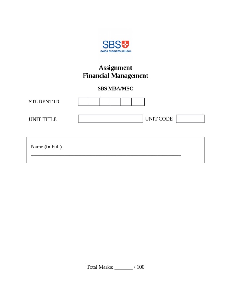 Assignment Financial Management: Student Id Unit Code | PDF | Equity ...