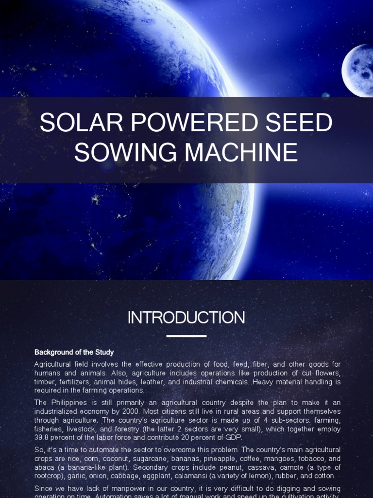 Solar Powered Seed Sowing Machine Design | PDF | Sowing | Agriculture