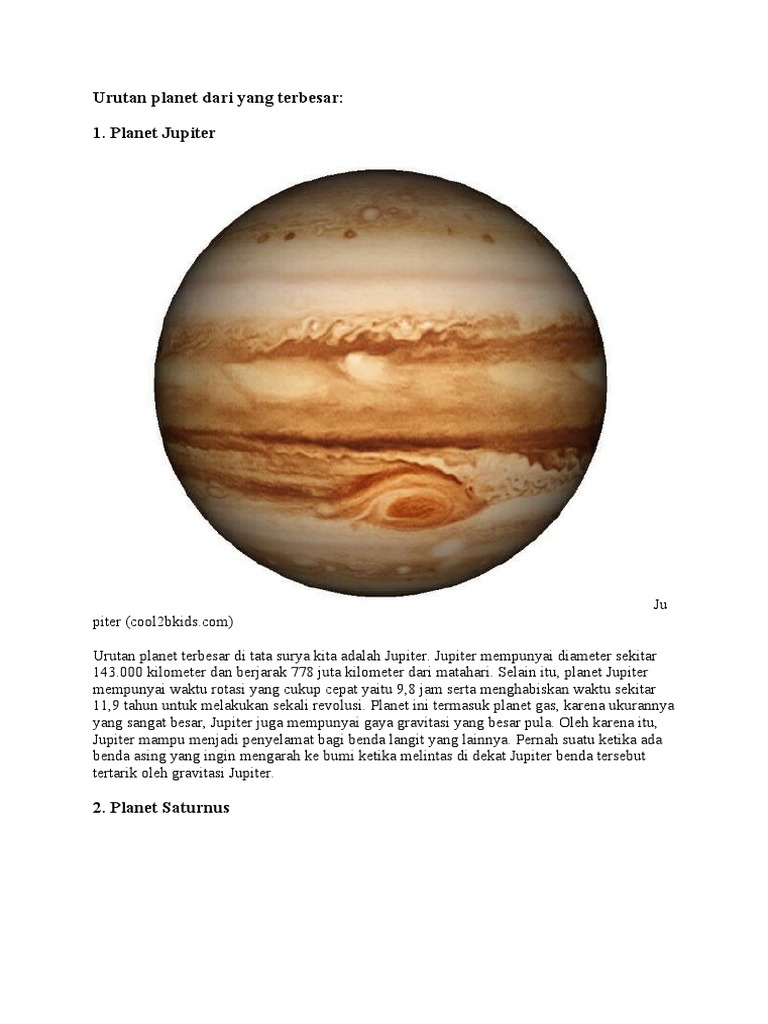 Urutan Planet Dari Yang Terbesar | PDF