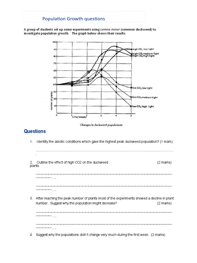Population Growth Questions | PDF | Organisms | Nature