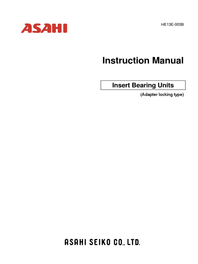 Instruction Manual: Insert Bearing Units | PDF | Bearing (Mechanical ...