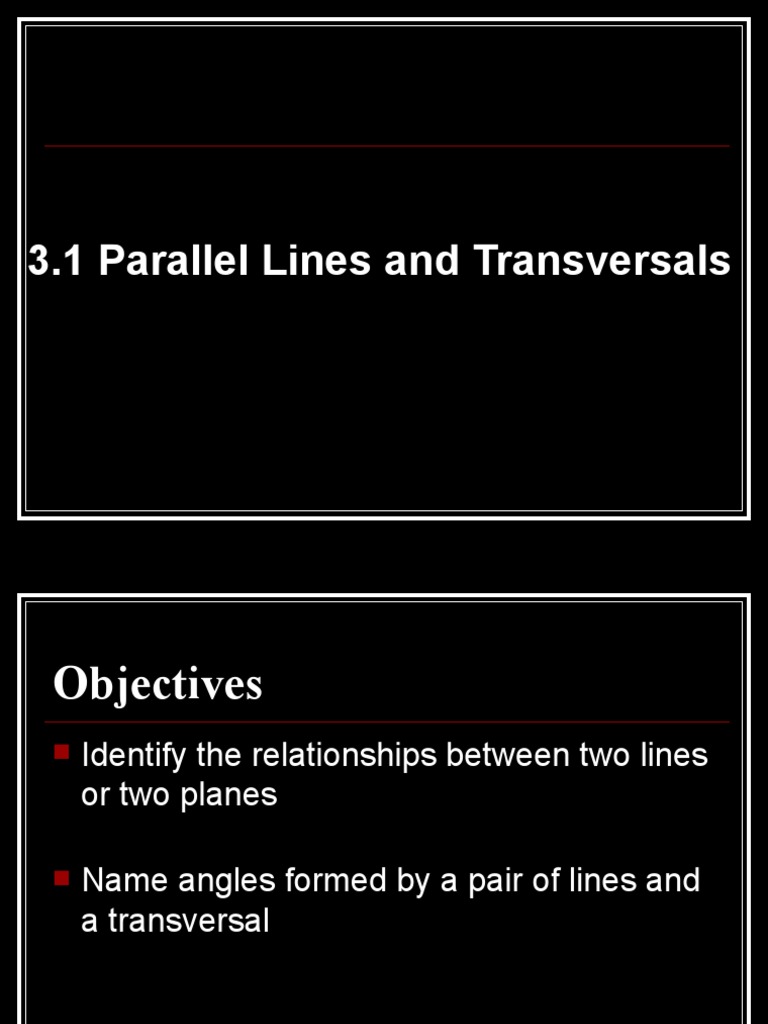 3.1 Parallel Lines and Transversals | PDF | Angle | Geometry