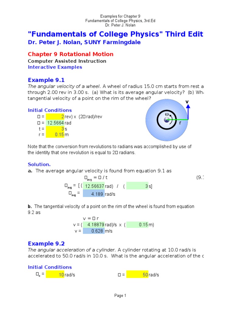 "Fundamentals of College Physics" Third Edition: Dr. Peter J. Nolan ...