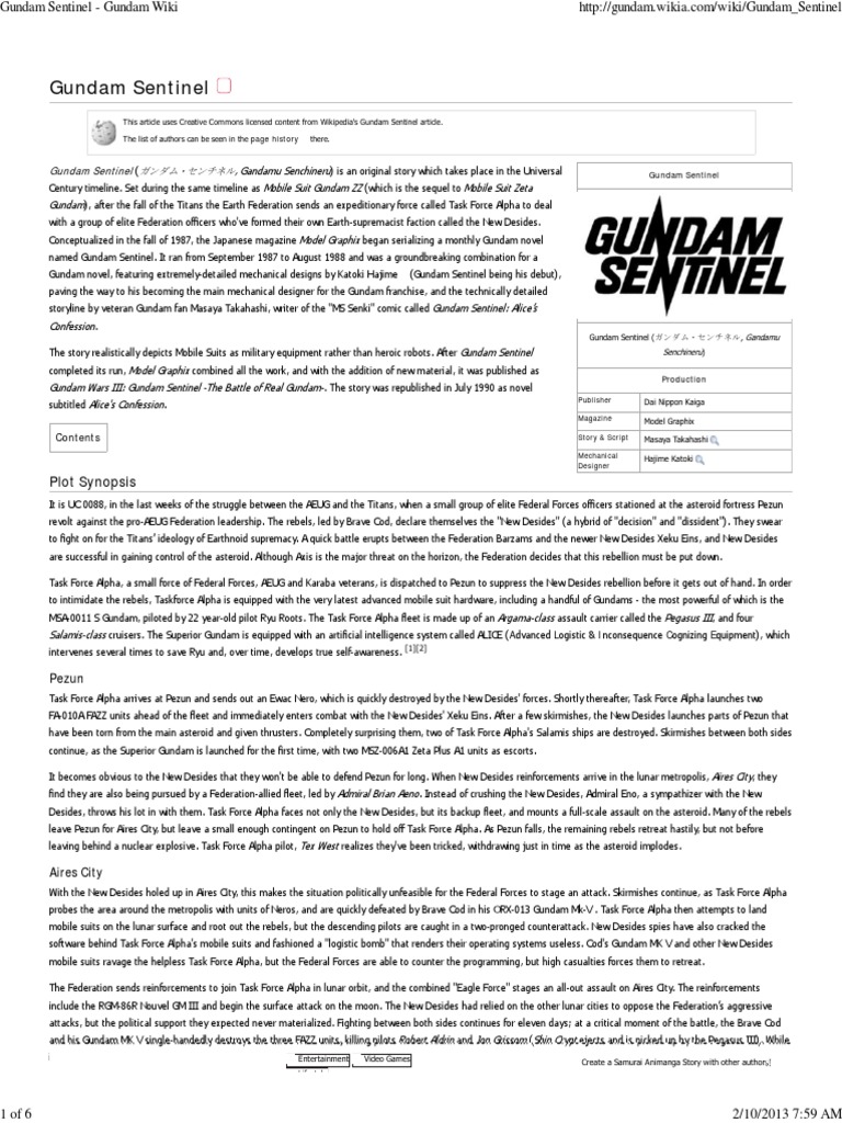 Gundam Sentinel - Gundam Wiki PDF | PDF | Anime Companies | Nature