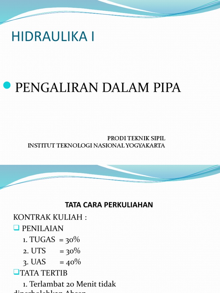 Hidraulika I (Aliran Dalam Pipa) | PDF | Sains & Matematika