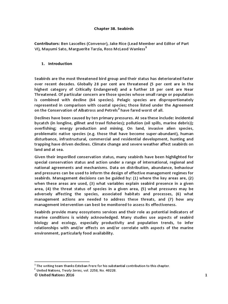 Chapter 38. Seabirds Contributors: Ben Lascelles (Convenor), Jake Rice ...