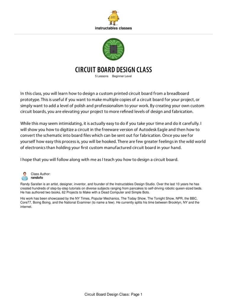 Circuit Board Design Class: Instructables Classes | PDF | Printed ...